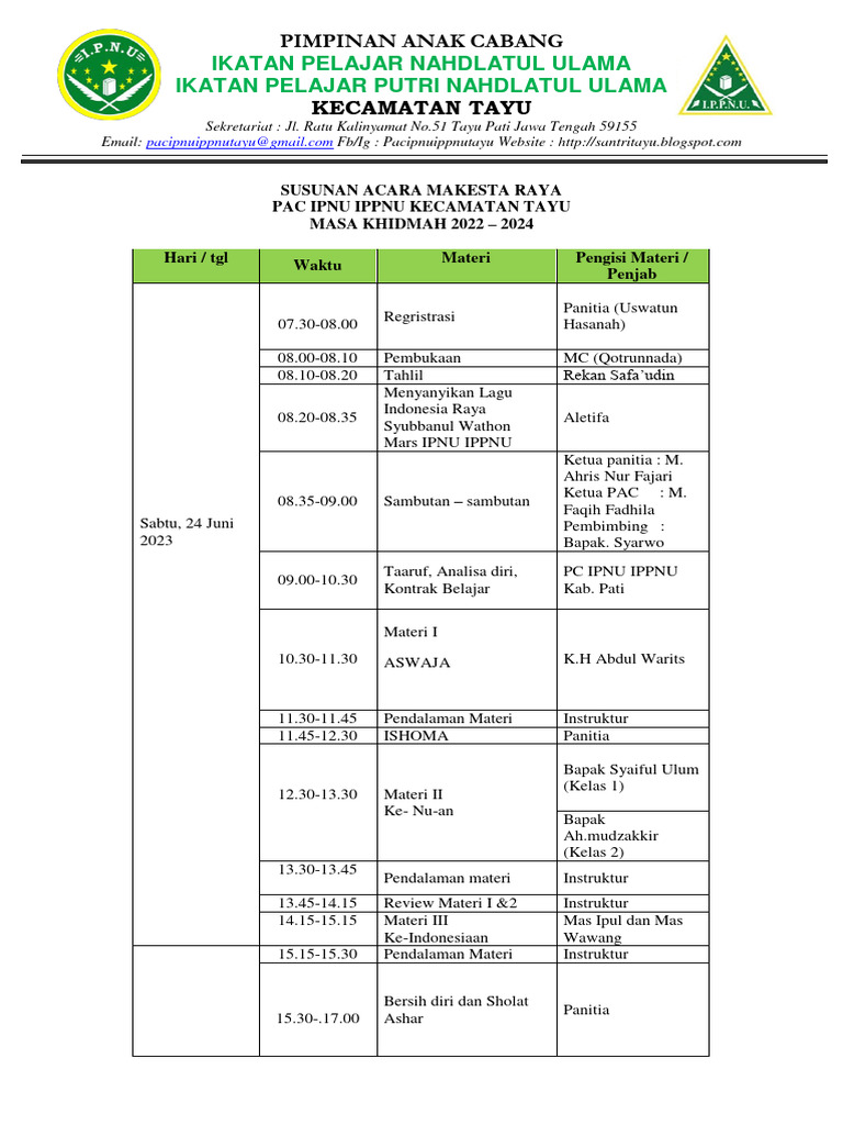 Susunan Acara Makesta Raya | PDF