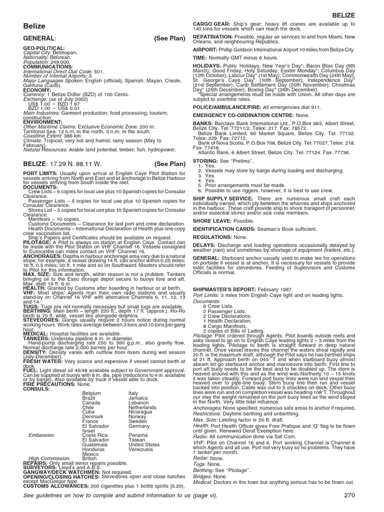 Belize | PDF | Belize | Port