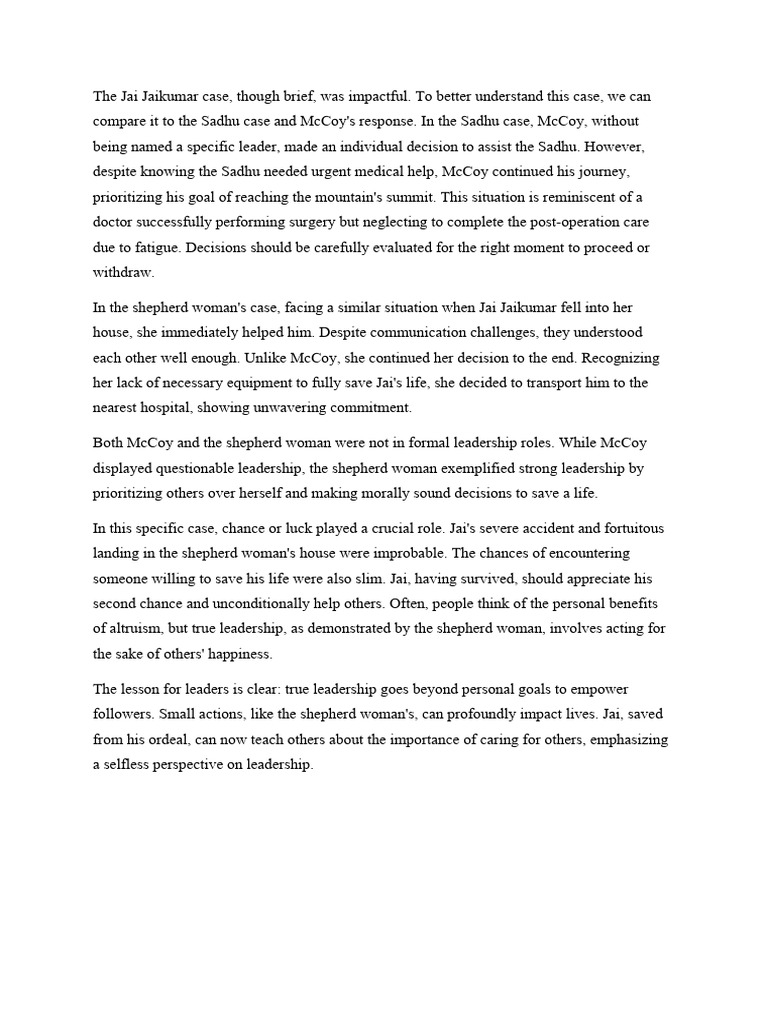 Leadership Lessons from Jai Jaikumar Case | PDF