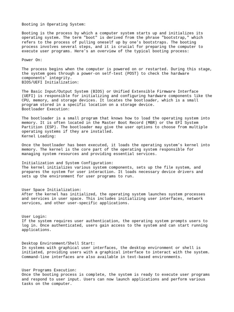 Booting in Operating System | PDF | Computers