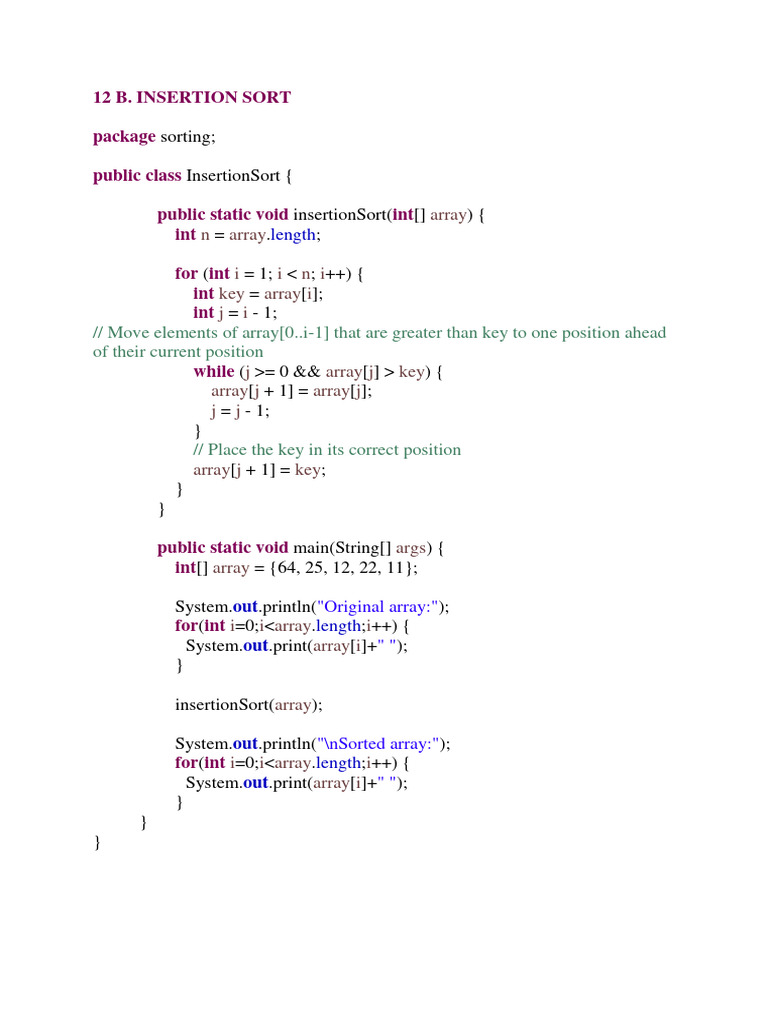 LABSHEET 12B- INSERTION SORT | PDF