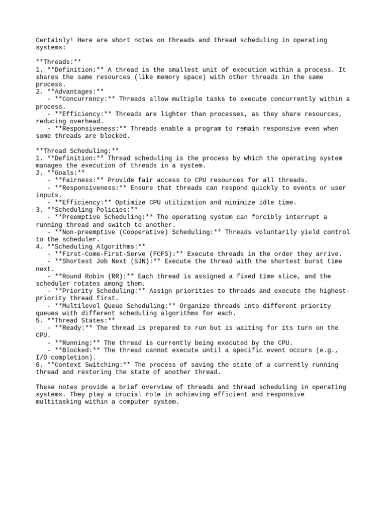 Thread Scheduling | PDF Thread Scheduling | PDF