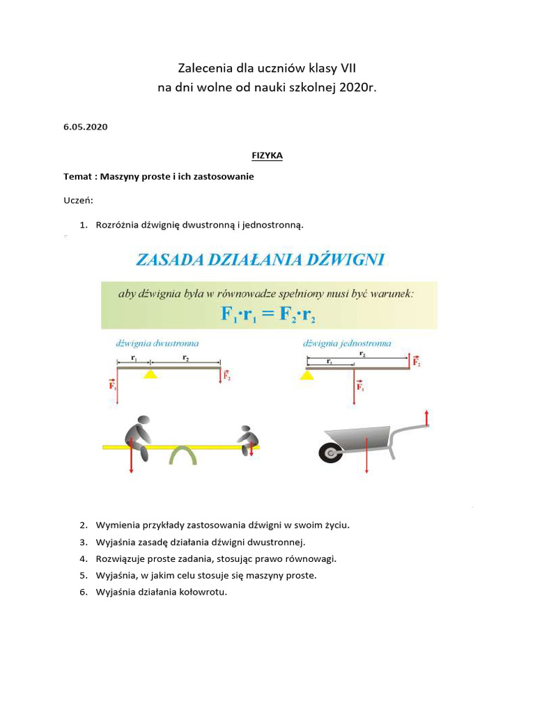 Maszyny Proste I Ich Zastosowanie | PDF