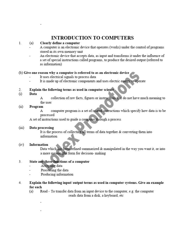 Computer-With Answers | PDF | Computer Data Storage | Random Access Memory