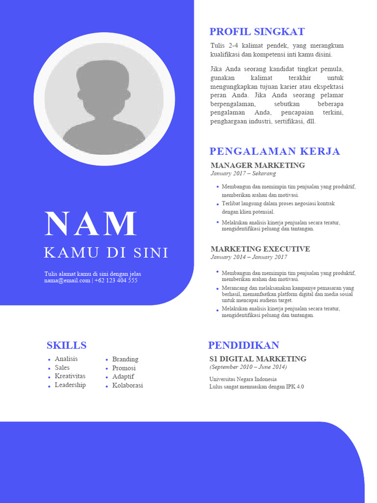 Free Download Template CV Kreatif Word | PDF