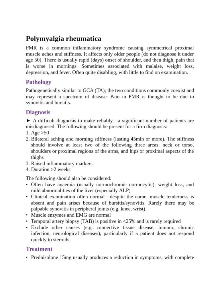 Polymyalgia rheumatica and Giant cell arteritis | PDF