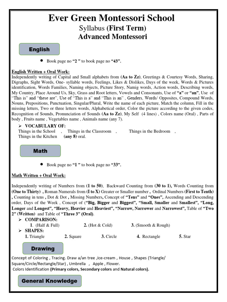 Class Prep First Term Syllabus | PDF