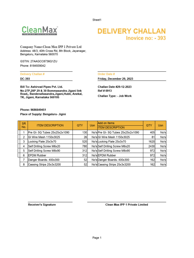 Delivery Challan Template | PDF | Building Materials | Manufactured Goods
