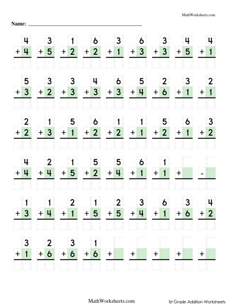 1st Grade Addition Within6 No Regrouping Math Worksheet | PDF