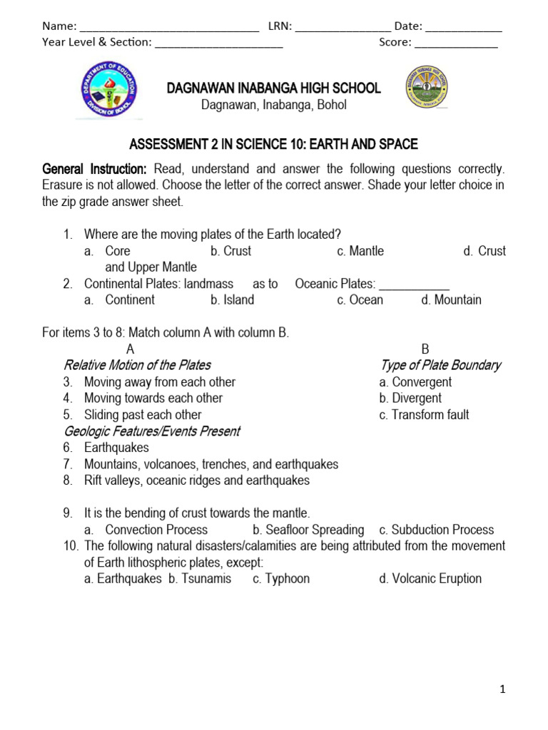 Science 10 | PDF | Plate Tectonics | Earth Sciences
