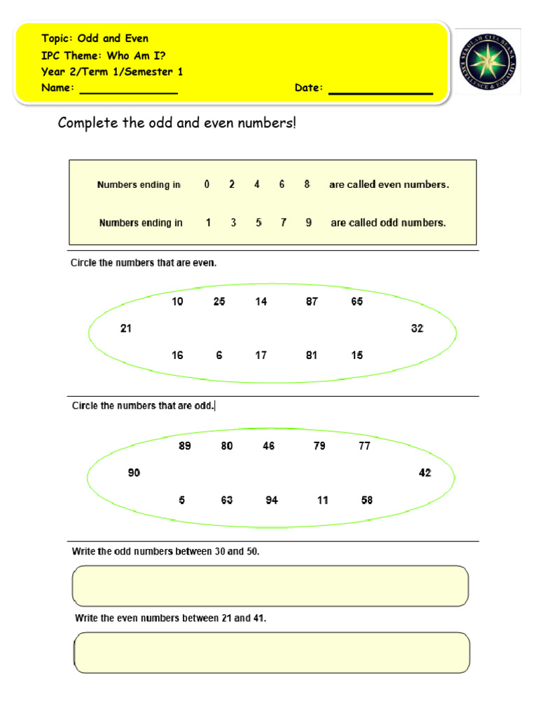 Year 2 - Math Odd & Even Numbers | PDF