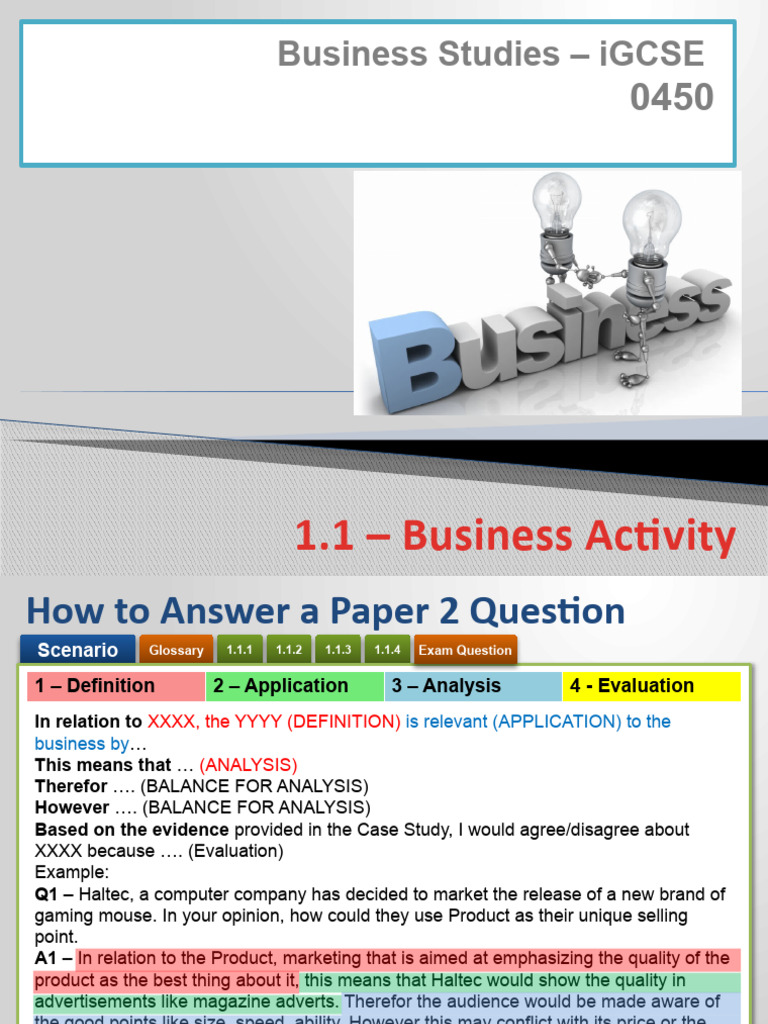 iGCSE - 1.1 - Business Activity | PDF | Division Of Labour | Petroleum