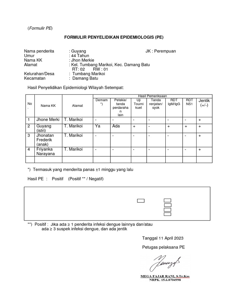 Formulir PE DBD | PDF