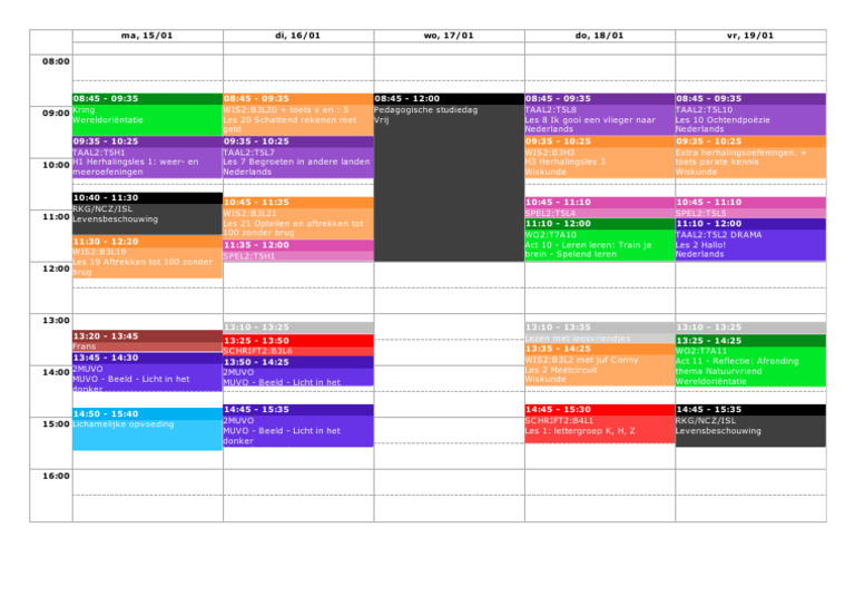 schoolagenda weekrooster 20240114 124158 | PDF