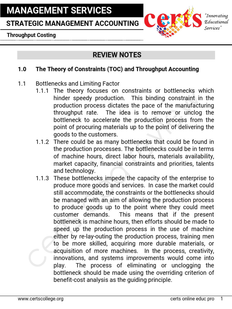 Throughput Costing | PDF | Management Accounting | Cost