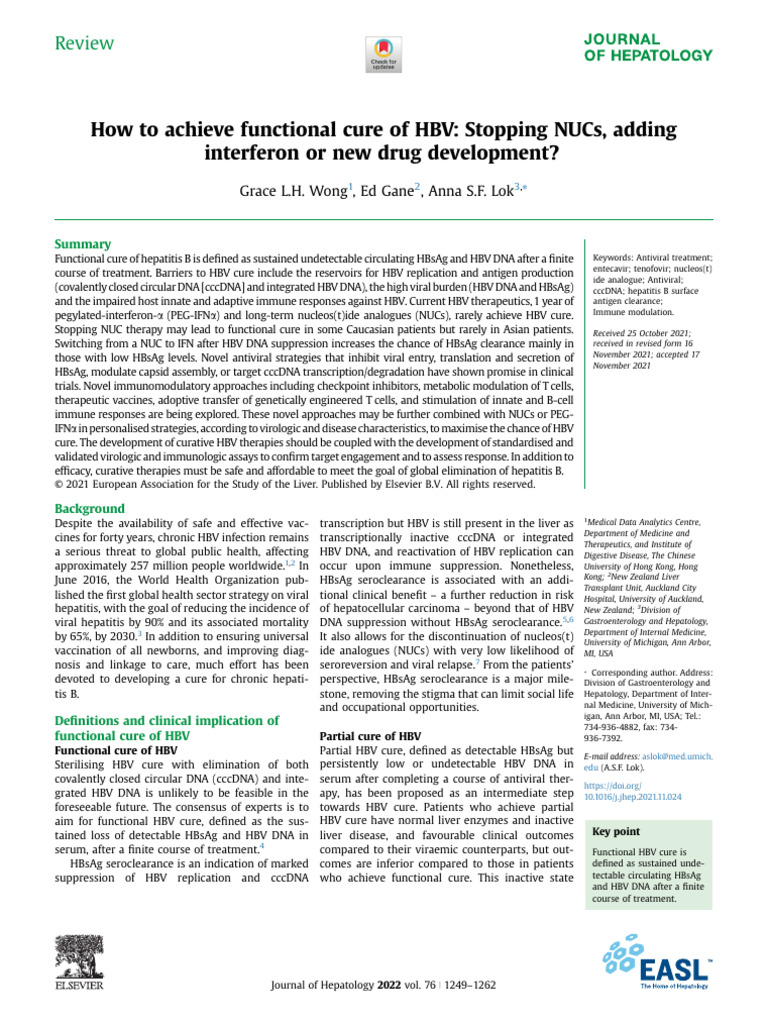 How To Achieve Functional Cure of HBV Stopping NU | PDF | Hepatitis B ...