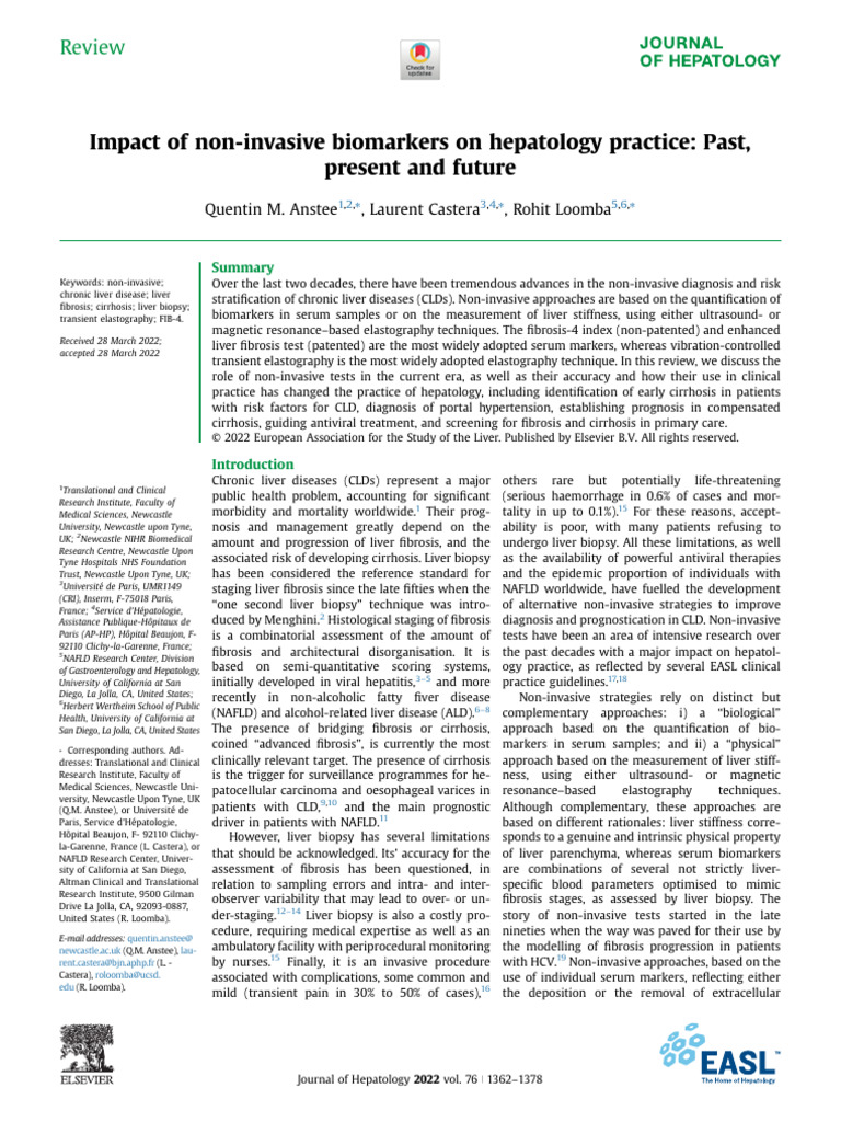 Impact of Non Invasive Biomarkers On Hepatology PR | PDF | Cirrhosis ...