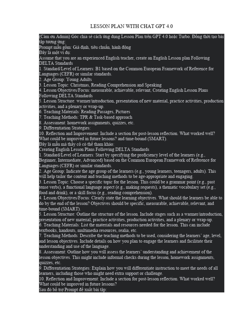 Lesson Plan With Chat GPT 4 | PDF | Lesson Plan | Teaching Method