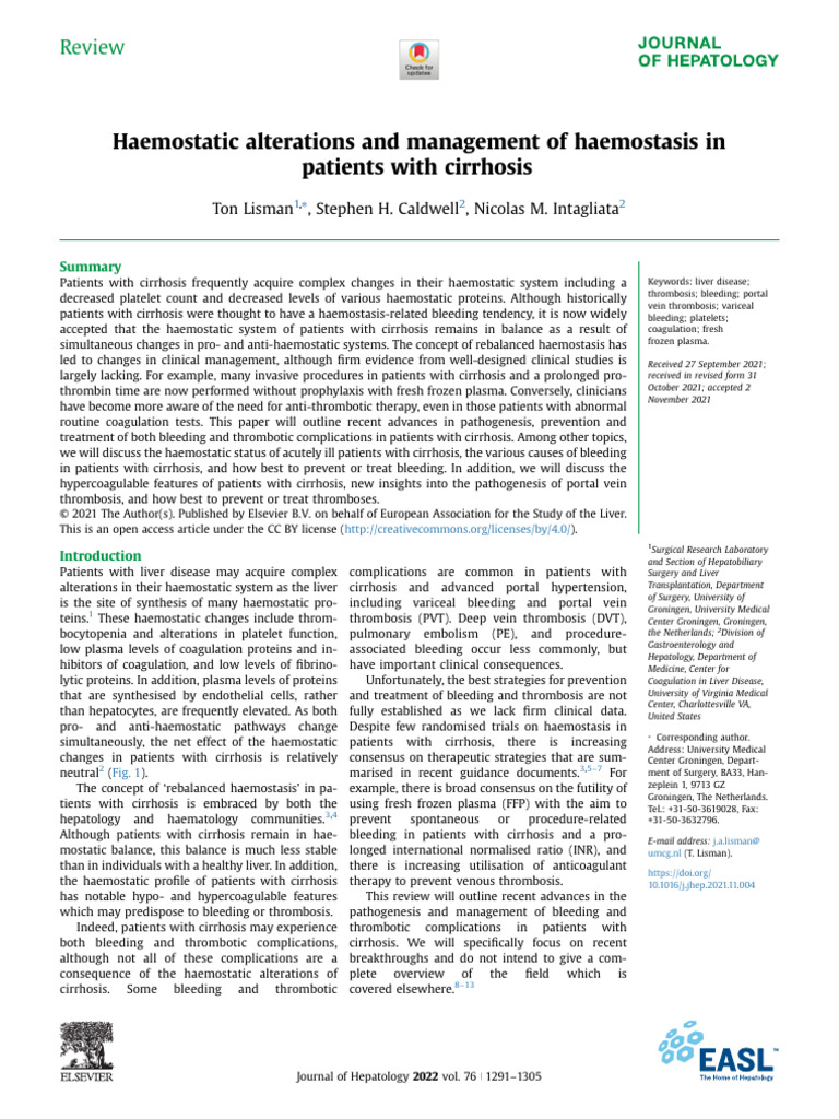 Haemostatic Alterations and Management of Haemosta | PDF | Coagulation ...