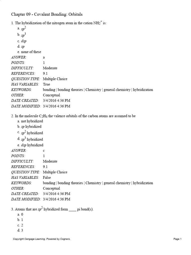 Chapter 09 Covalent Bonding Orbitals | PDF | Chemical Bond | Molecular ...