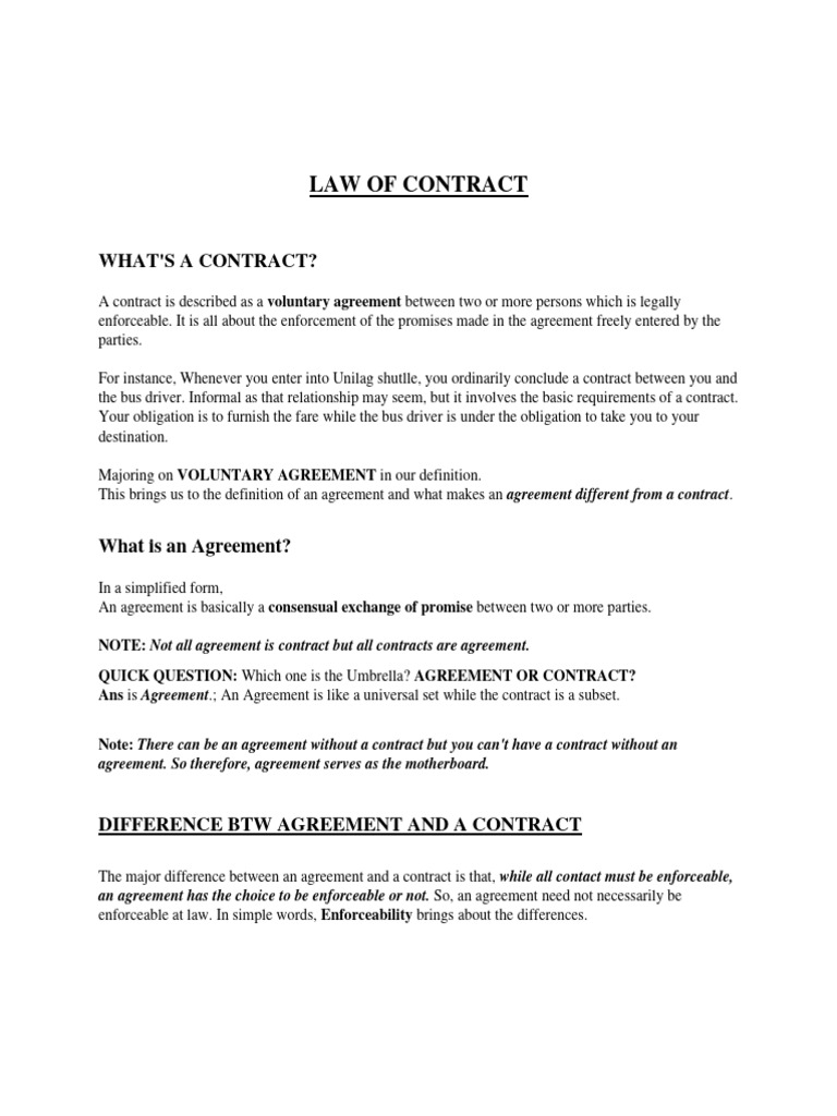 Law of Contract | PDF | Consideration | Legal Concepts