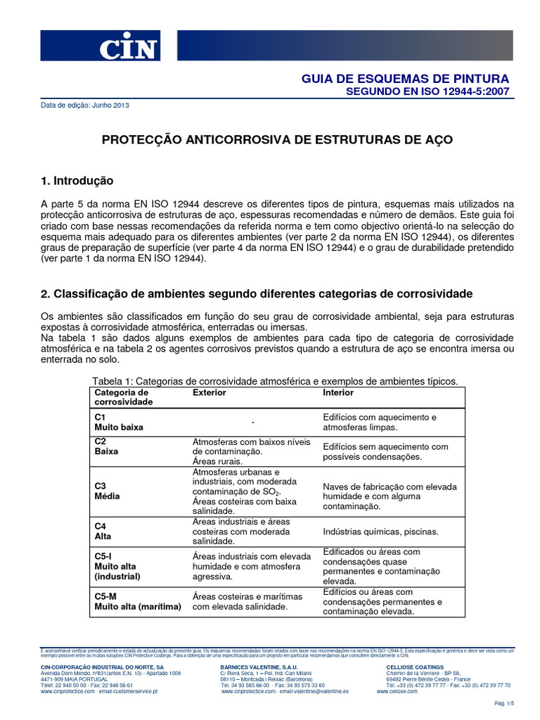 Guia de Esquemas de Pintura Segundo en ISO 12944-5_2007 | PDF | Tinta ...