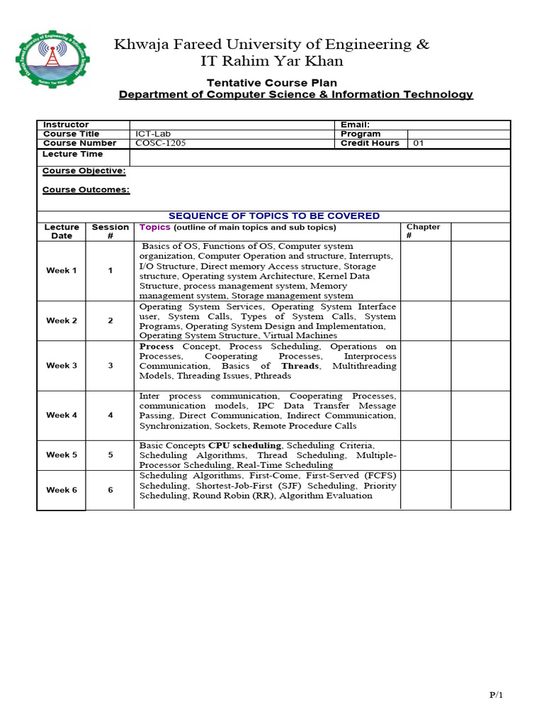 Introduction to ICT- Lab COSC-1205 | PDF | Scheduling (Computing) | Process (Computing)