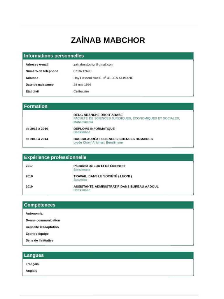 CV Zainab | PDF