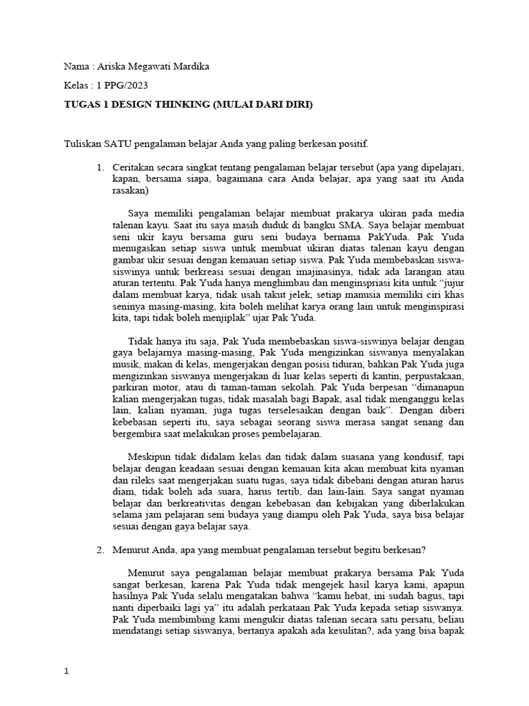 Tugas 1 Design Thinking (Mulai Dari Diri) | PDF