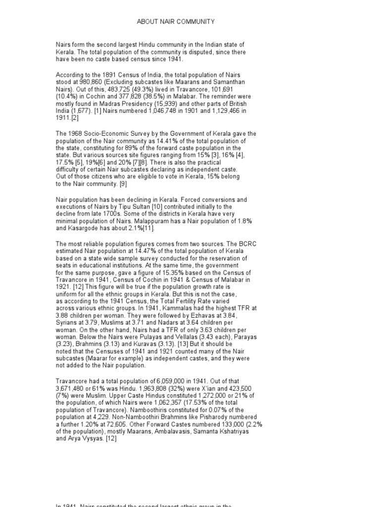 About Nair Community | PDF | Kerala | South Asia