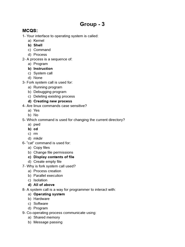 Group 3 Mcqs | PDF | Scheduling (Computing) | Process (Computing)