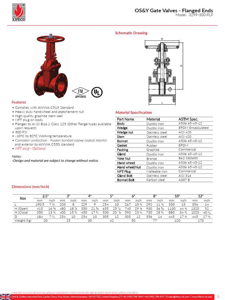 OSY Flanged Ends 3299 300 FLF 3 1 | PDF | Building Materials | Materials