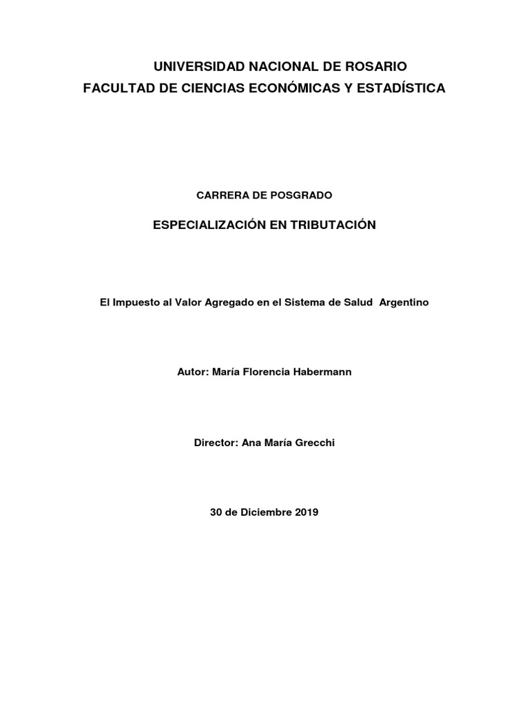 El Impuesto Al Valor Agregado en El Sistema de Salud Argentino - MARIA ...