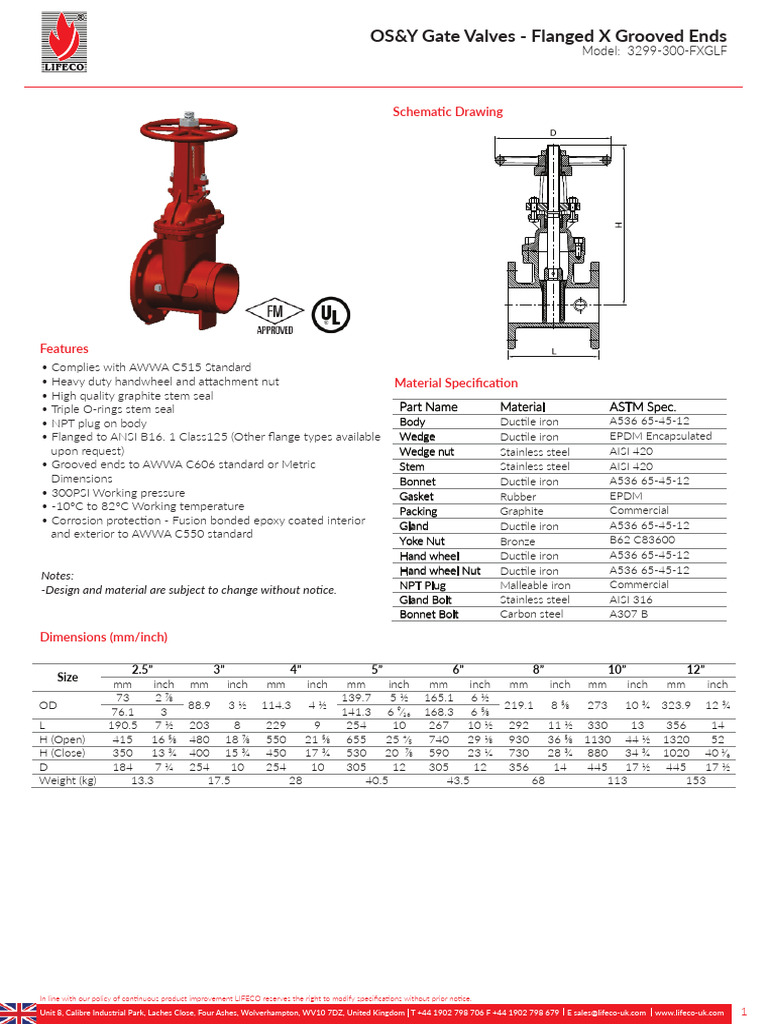 OSY Flanged X Grooved Ends 3299 300 FXGLF | PDF | Materials | Mechanical Engineering