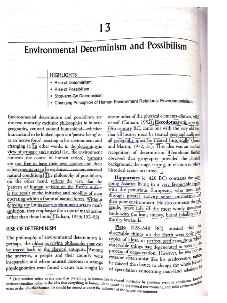 Environmental Determinism and Possibilism | PDF