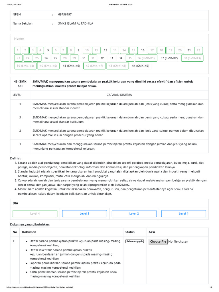 Poin 43 Sispena Akreditasi 2024 | PDF