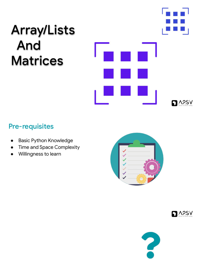 Arrays Lists And Matrices Pdf Computer Data Algorithms And Data Structures