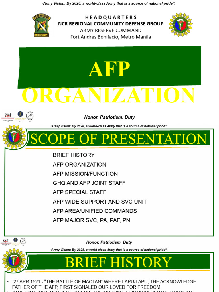 AFP Mandate Mission Function and Organization | PDF | Philippines ...