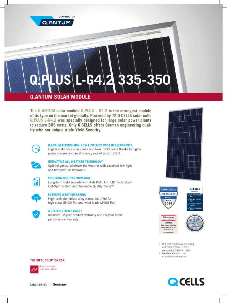 Q.PLUS L-G4.2 Solar Module Specs | PDF | Solar Panel | Solar Cell