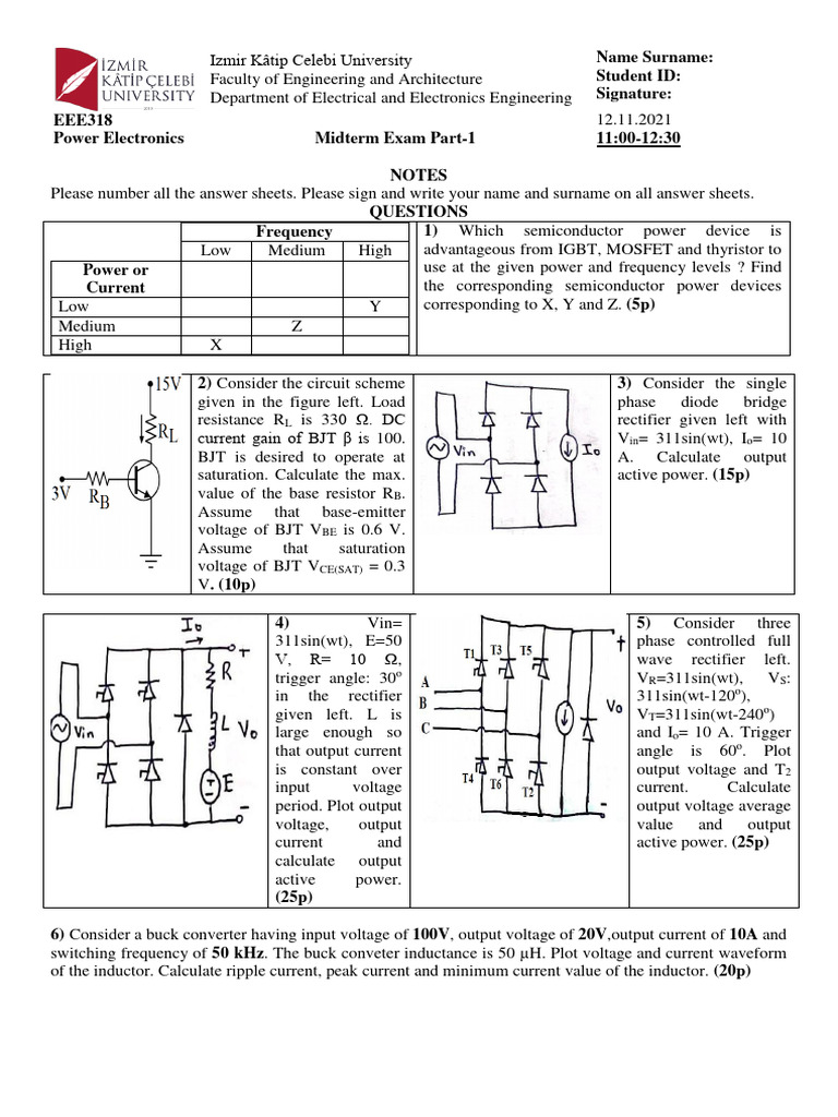 PowerElectronicsVize2021 | PDF | Rectifier | Power Electronics