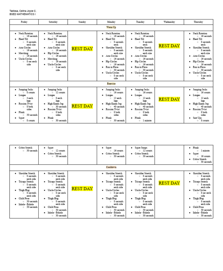 Rest Day Rest Day | PDF