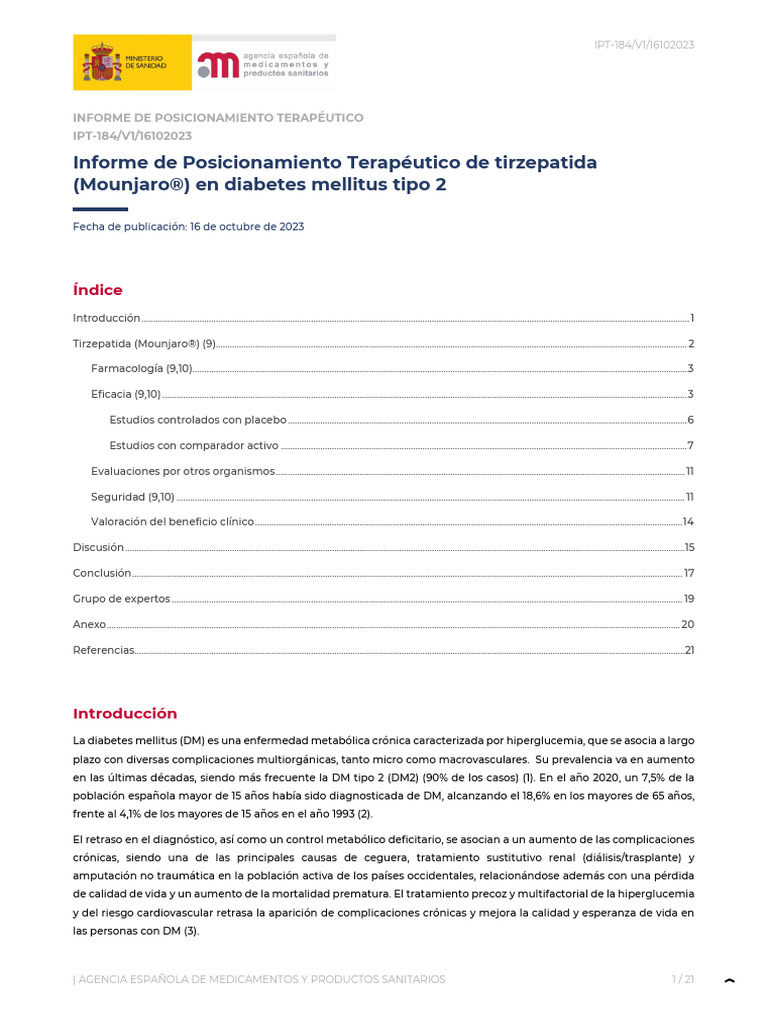 IPT 184 Mounjaro Tirzepatida Diabetes | PDF