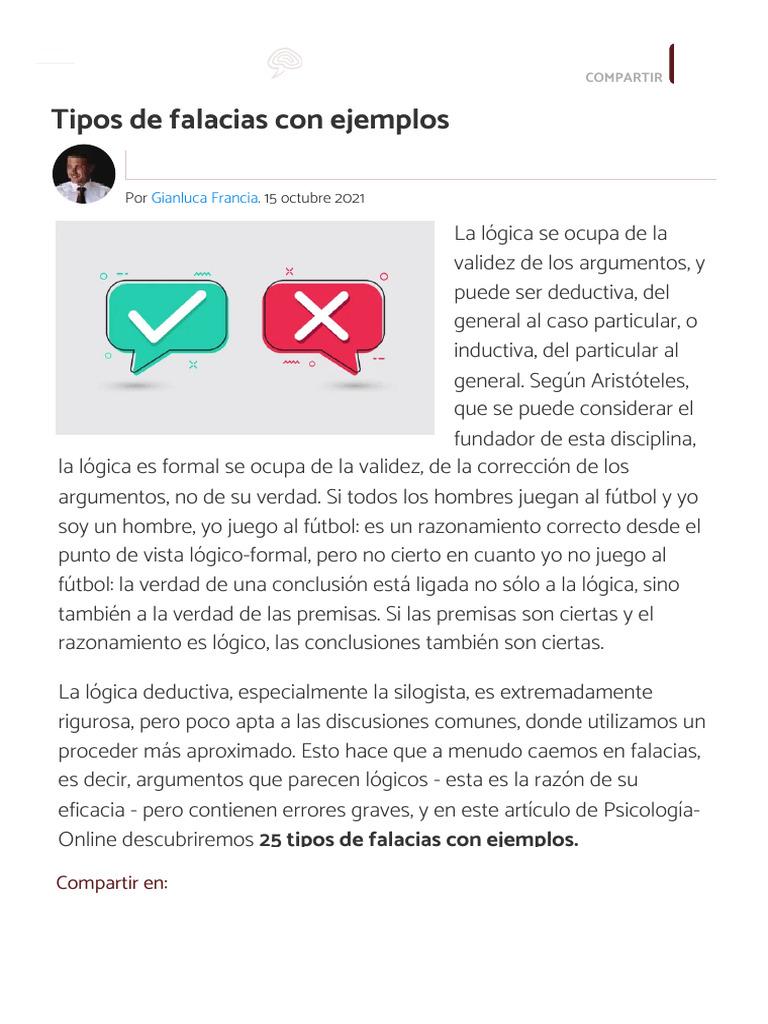 25 Falacias Lógicas con Ejemplos | PDF | Falacia | Razonamiento deductivo