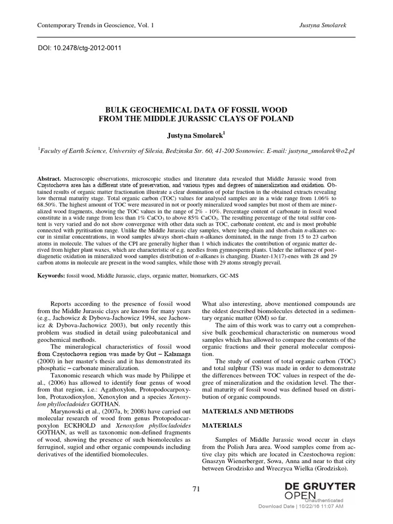 Bulk Geochemical Data of Fossil | PDF | Alkane | Gas Chromatography