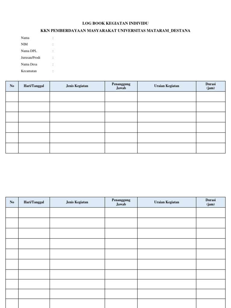 Logbook Kegiatan Pemberdayaan Desa | PDF