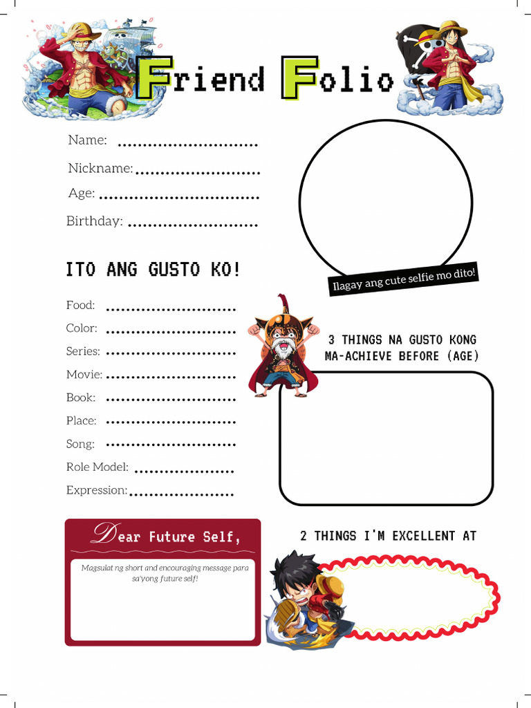 One Piece Slam Book Worksheet - 20231231 - 175029 - 0000 | PDF
