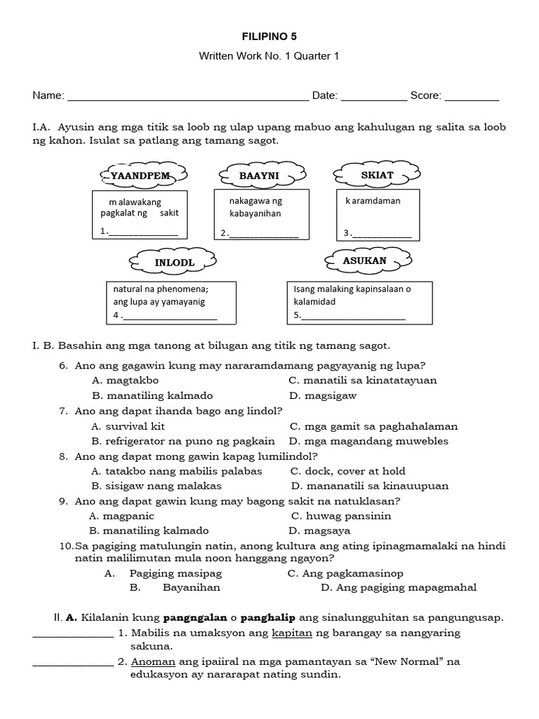 ST Filipino 5 No. 1 | PDF
