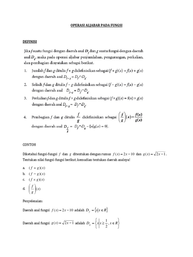 Operasi Aljabar Pada Fungsi | PDF