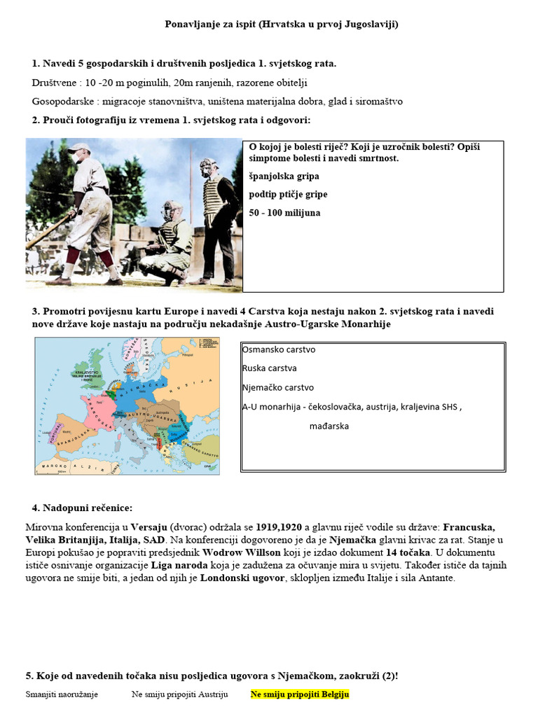 Ponavljanje Za Ispit 8. Raz Povjest | PDF