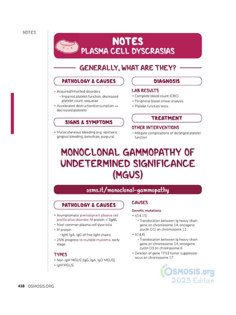 Plasma cell dyscrasias Notes_ Diagrams & Illustrations _ Osmosis | PDF